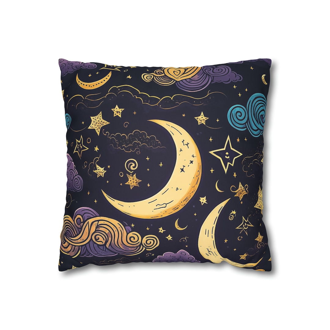Day and Night Sun and Moon Faux Suede Square Pillow Case - Etsy