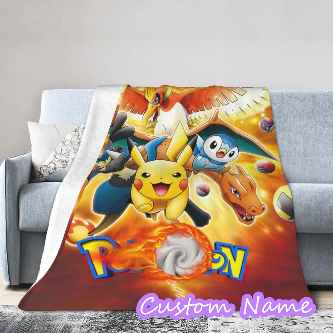Personalized Custom Name Blanket Pokemon Pikachu Blanket - Etsy