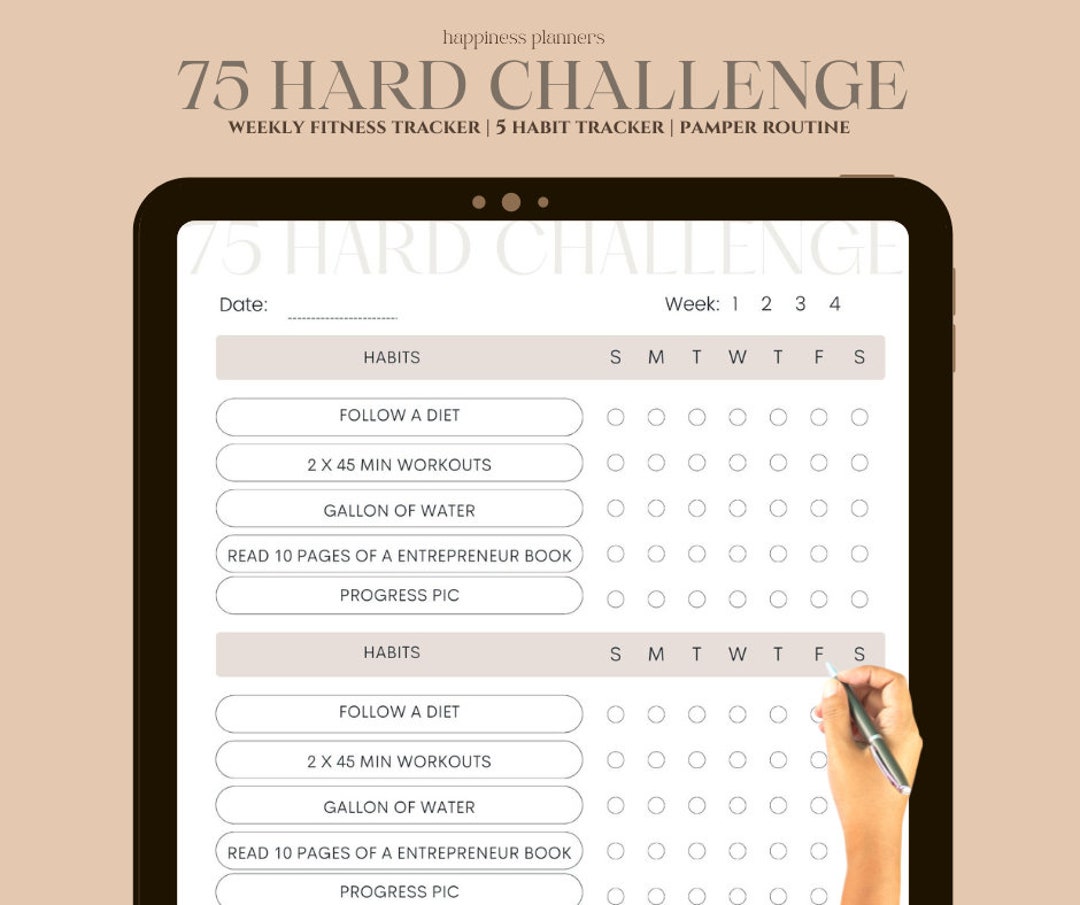 75 Day Hard Printable Challenge Tracker Bundle 75 Hard - Etsy UK
