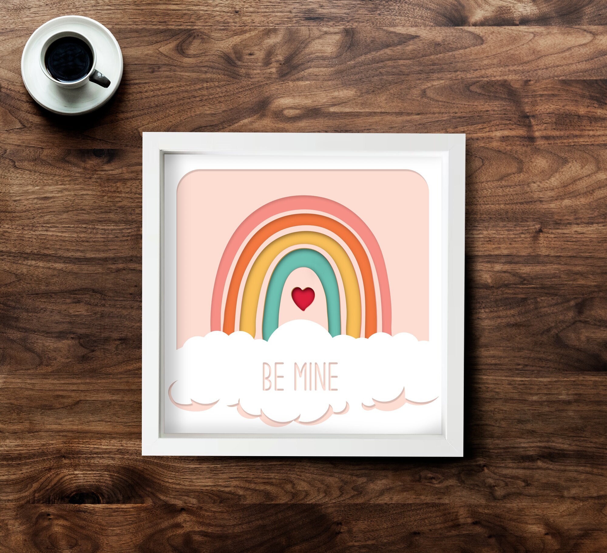 Be Mine Paper Cut Template, 3d Layered Paper Art Svg File, Rainbow ...