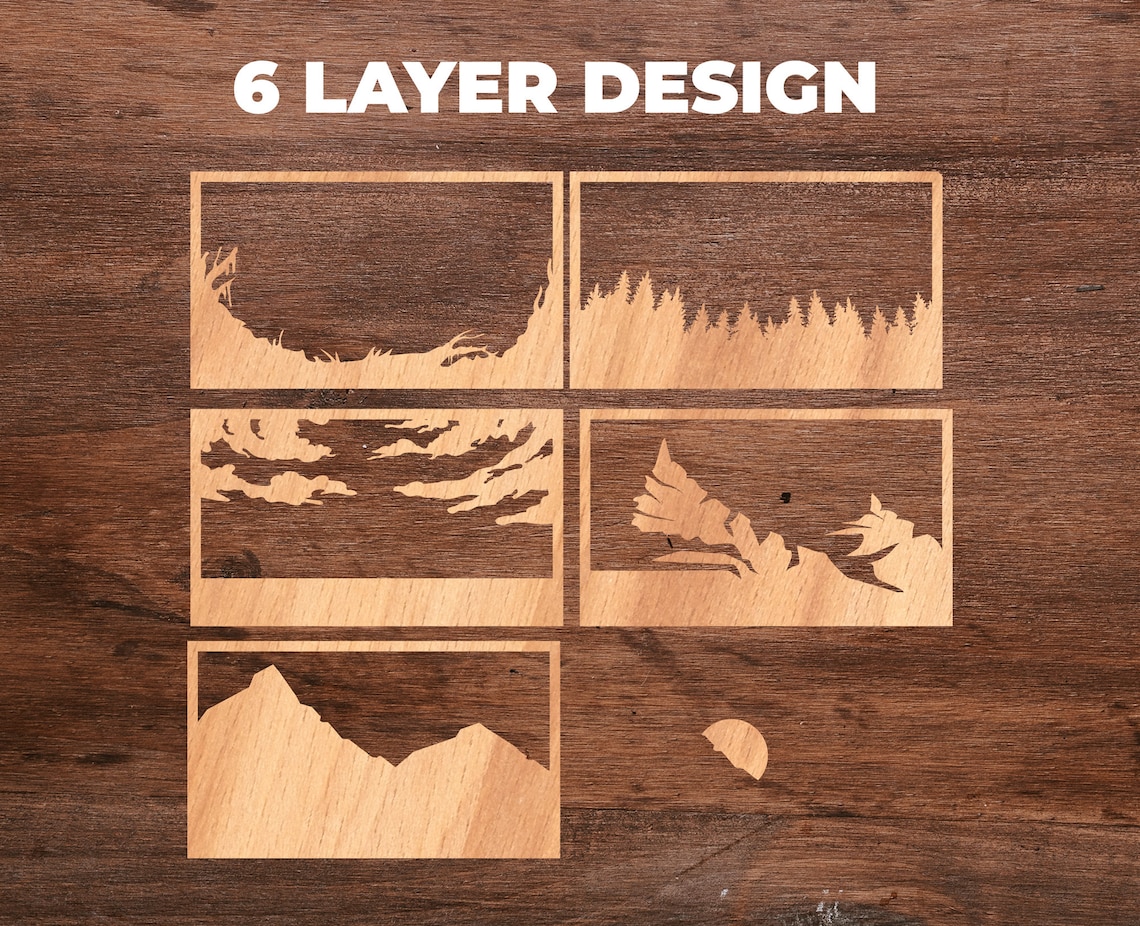 Multilayer Mountain Laser Cut File, Horizontal Mountain Scenery Laser ...
