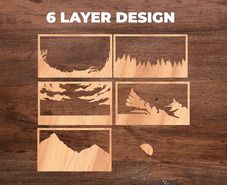 Multilayer Mountain Laser Cut File, Horizontal Mountain Scenery Laser ...