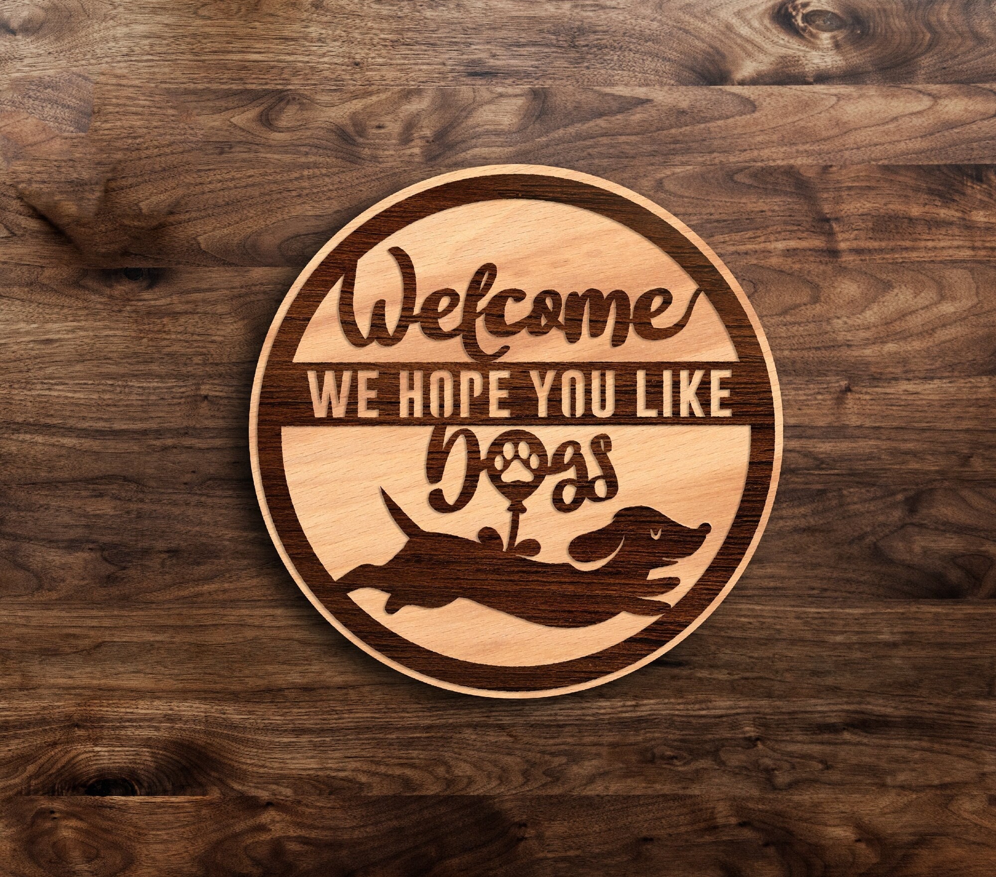 Dachshund Welcome Sign SVG, Dog Lover Front Door Sign Template ...