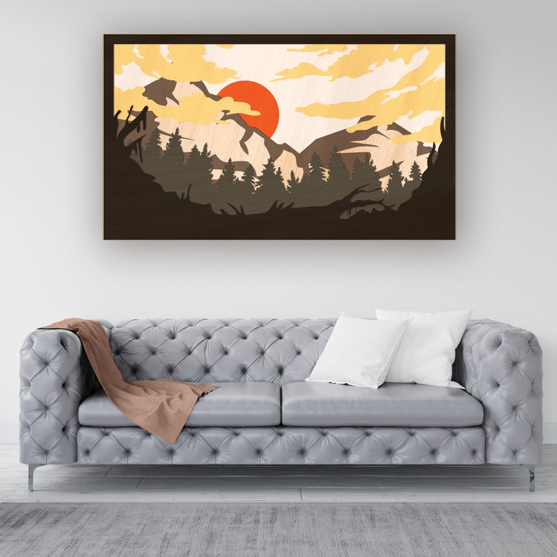 Multilayer Mountain Laser Cut File, Horizontal Mountain Scenery Laser ...