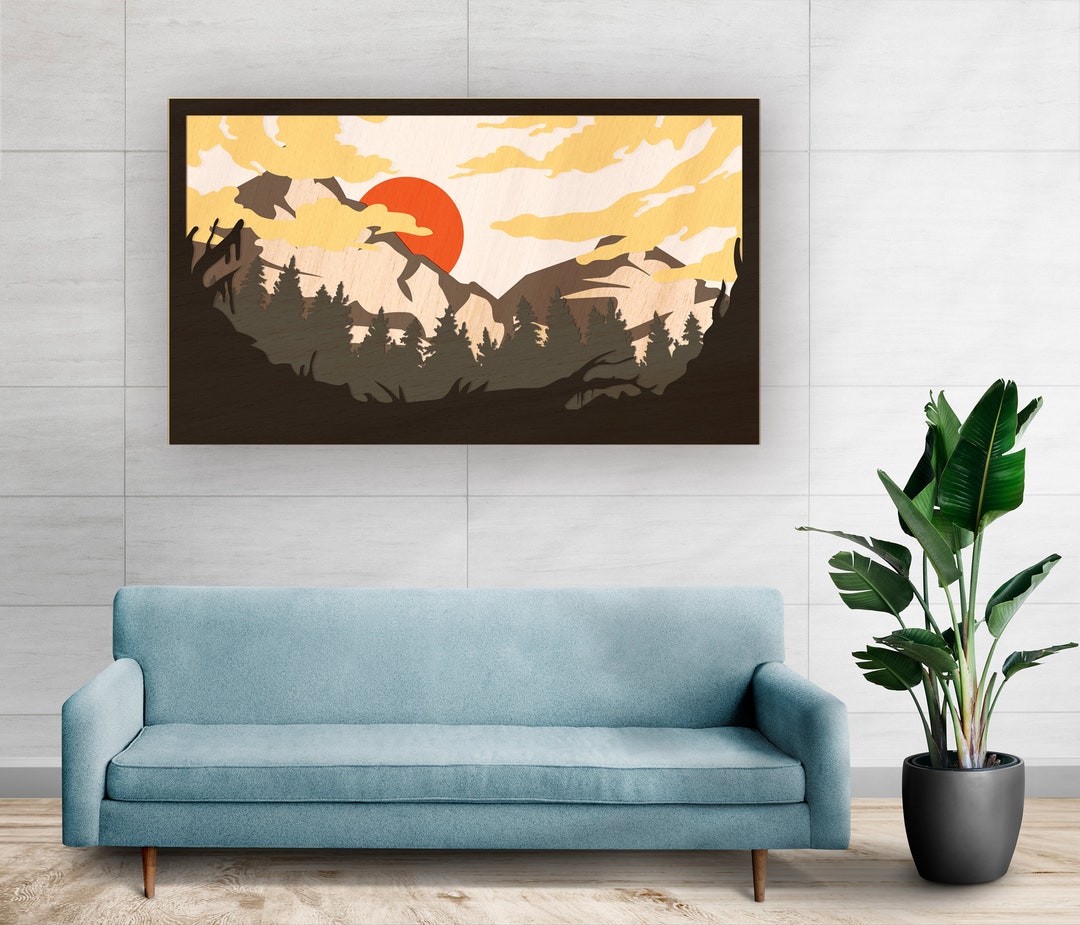 Multilayer Mountain Laser Cut File, Horizontal Mountain Scenery Laser ...