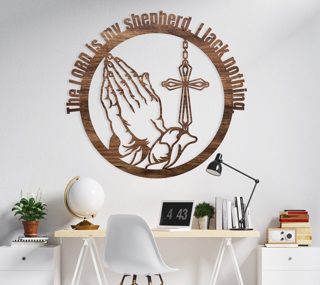 Bible Verse With Praying Hands SVG, Psalms 23:1 Laser Cut File ...