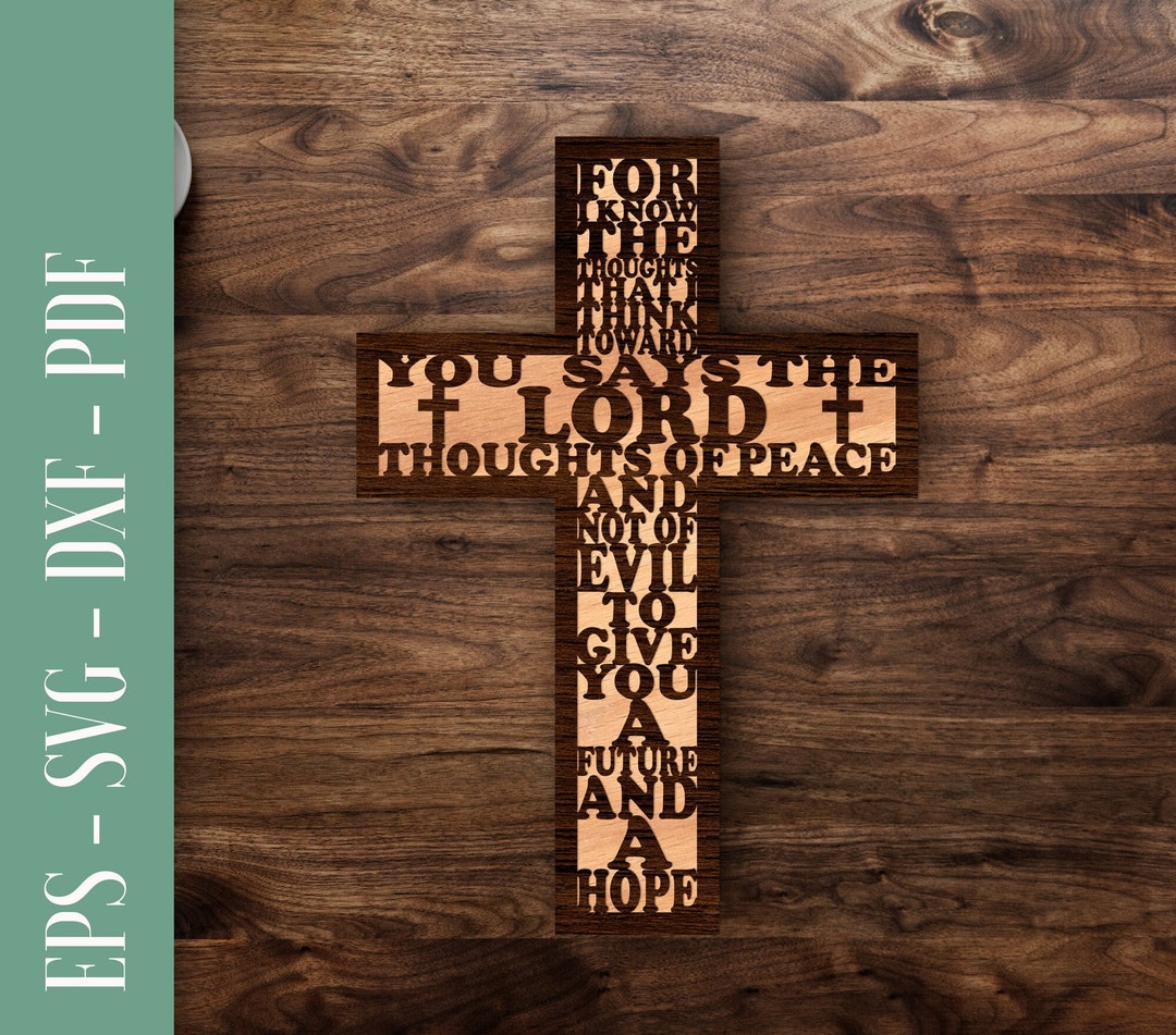 Bible Verse in a Cross Laser Cut Template, Jeremiah 29:11, Religious ...