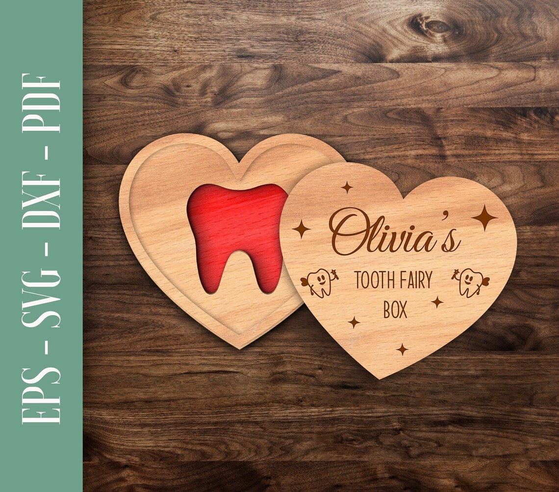 Heart Shaped Tooth Fairy Box Laser Cut File, Tooth Fairy Box SVG, Tooth ...