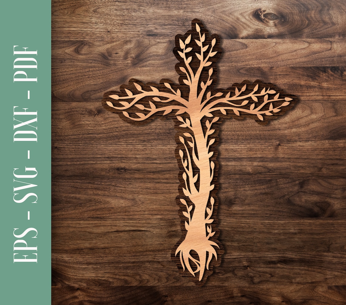Cross With Tree Laser Cut File Religious Laser Cut Pattern - Etsy