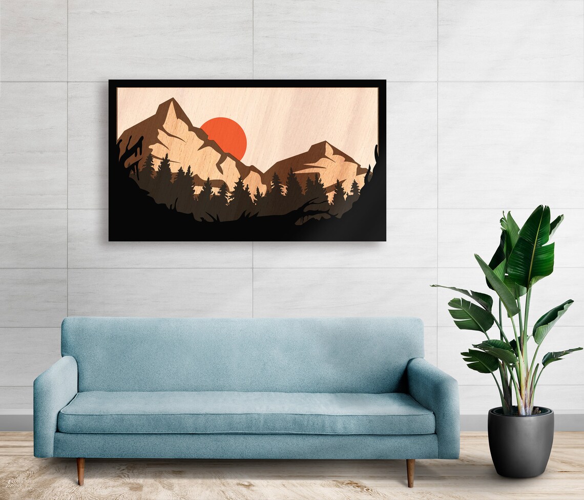 Layered Forest Laser Cut SVG File, Horizontal Mountain Scenery Laser ...