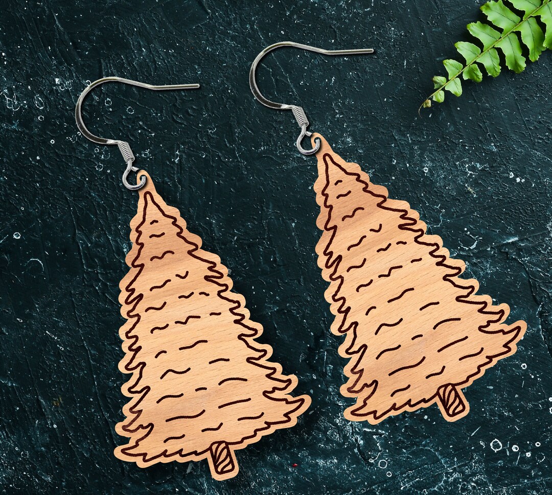 Pine Tree Earrings Laser Cut Template, Pine Tree Earring SVG, Pine Tree ...