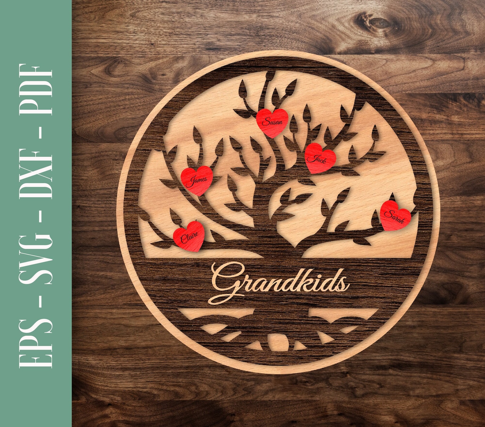 Personalized Family Tree SVG, Grandkids Family Tree Laser Cut File ...