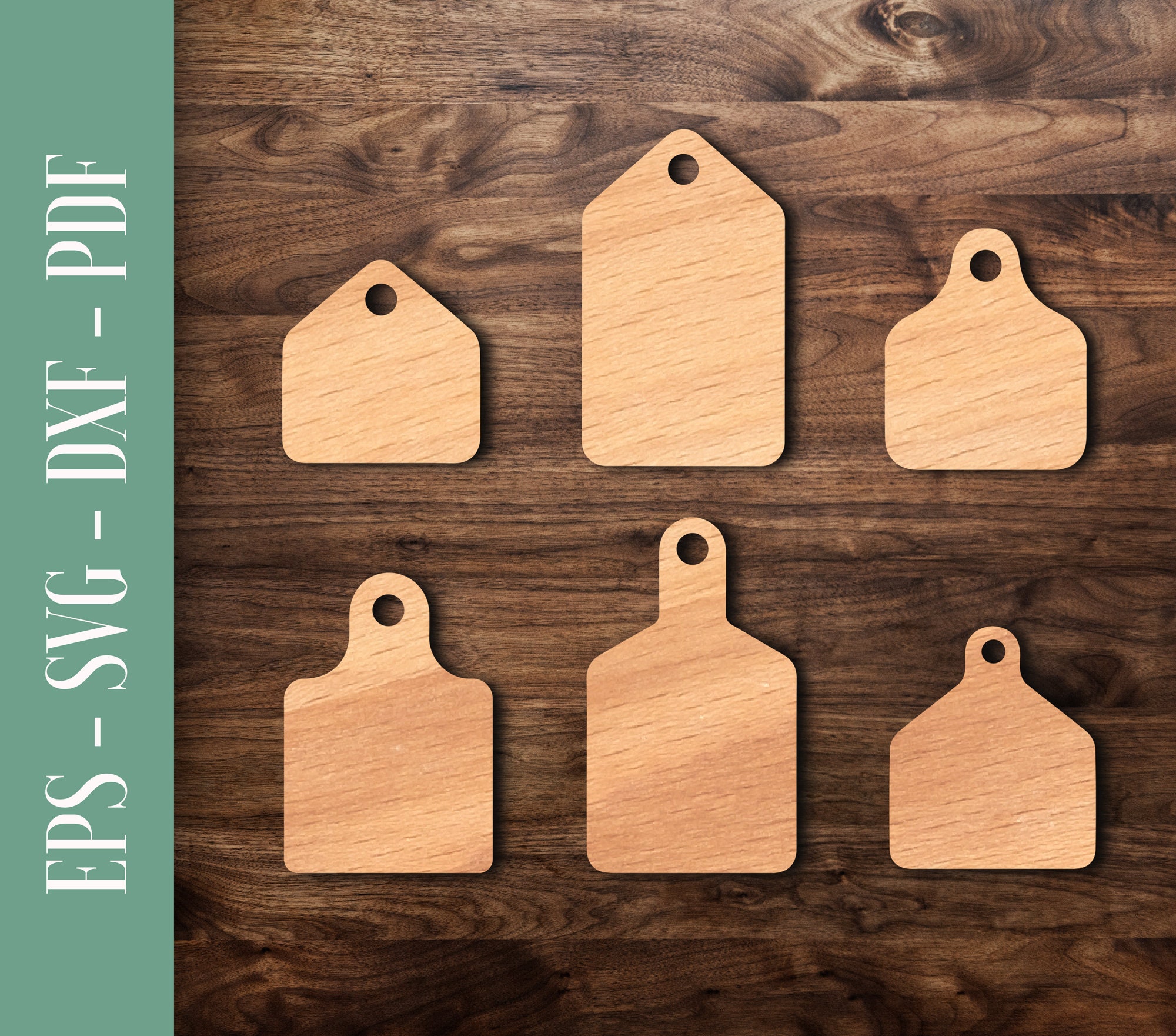 Cow Tag SVG Bundle, Cow Tag Laser Cut File, Wooden Cow Tag Template ...