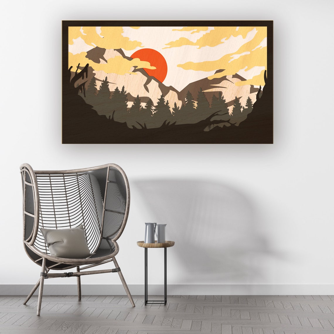 Multilayer Mountain Laser Cut File, Horizontal Mountain Scenery Laser ...