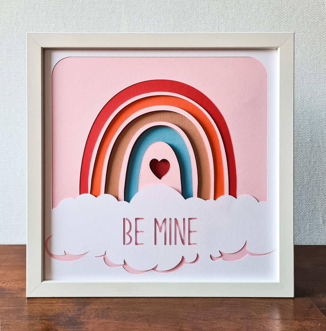 Be Mine Paper Cut Template, 3d Layered Paper Art Svg File, Rainbow ...