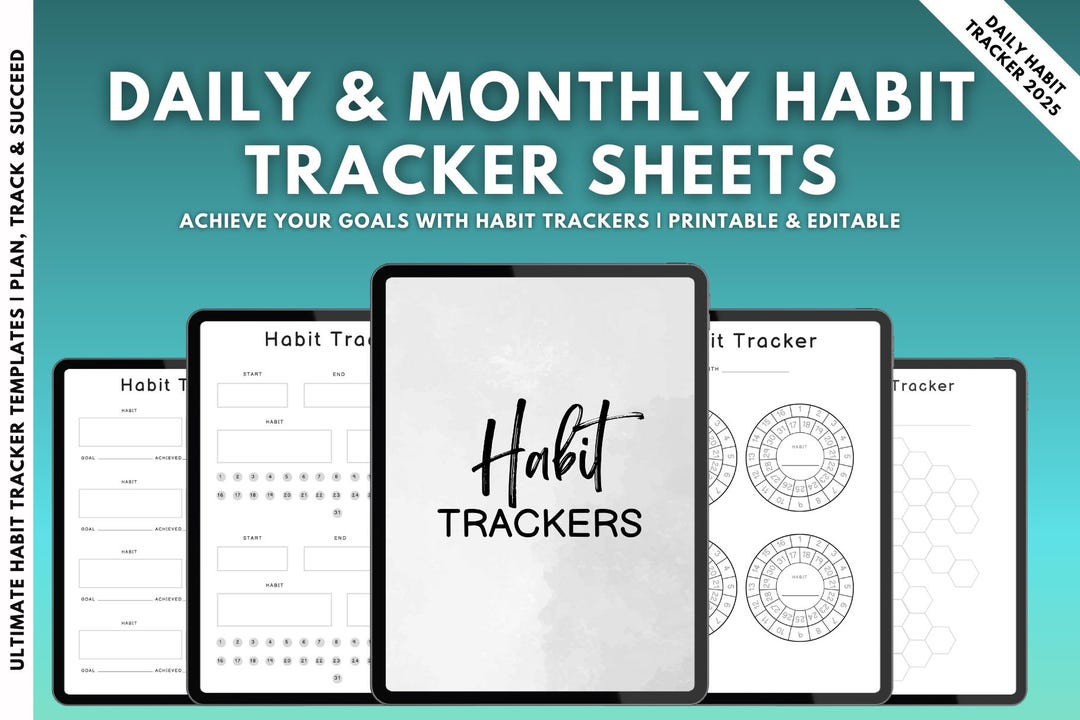Habit Tracker Sheets Printable | Daily & Monthly Goal Planner ...