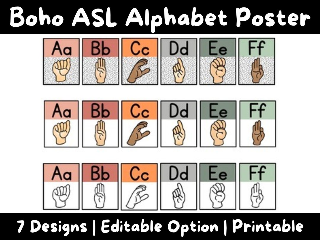Boho ASL Alphabet Printable Poster Neutral Classroom Decor - Etsy