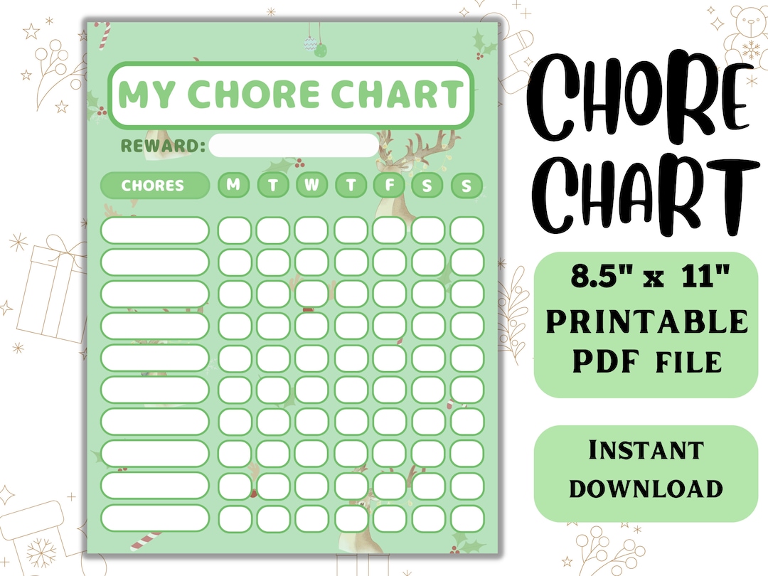 Christmas Chore Chart for Kids Behavior Chart Printable - Etsy