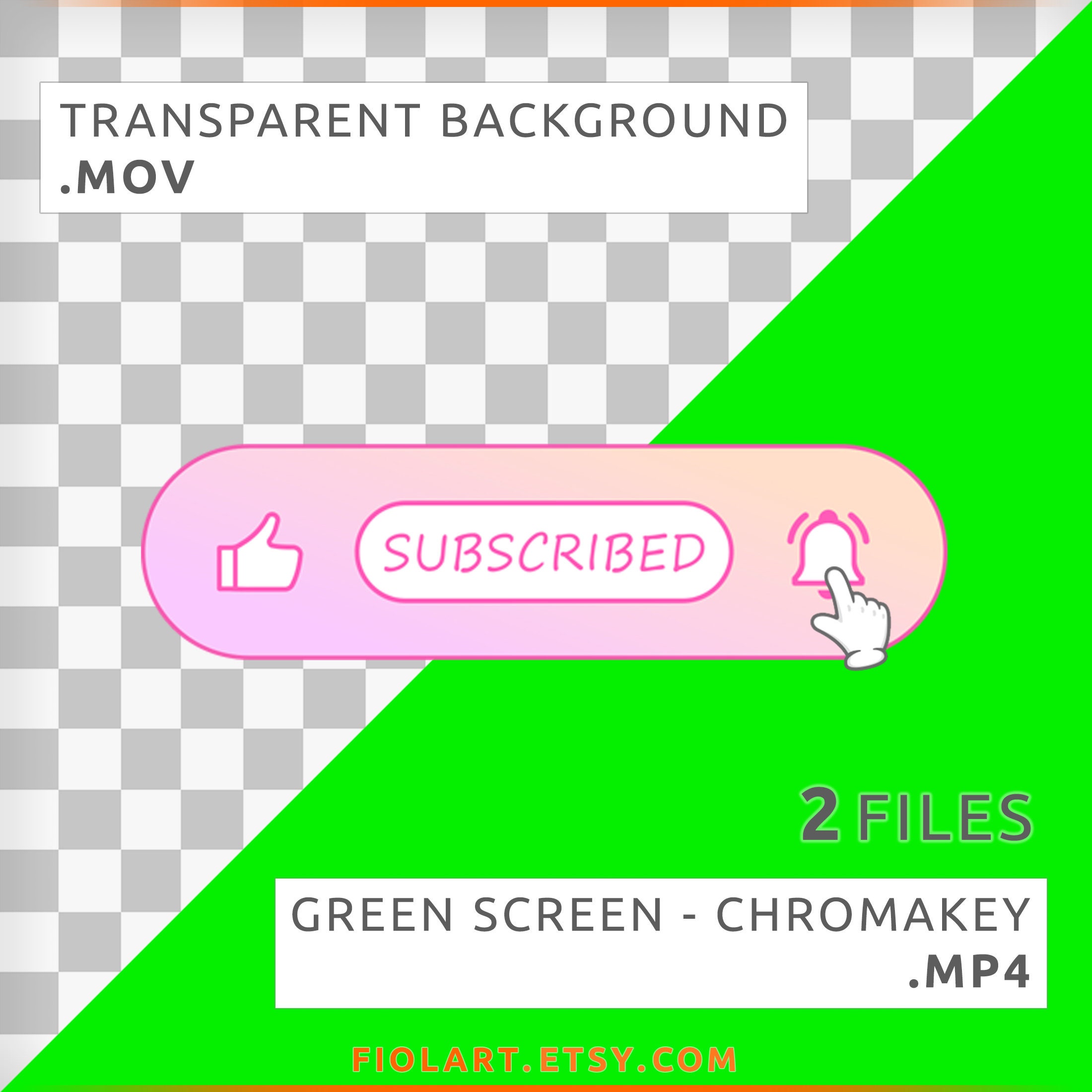 Pink Rounded Subscribe Button Youtube Animation Like and Notification ...