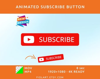 Animated Youtube Subscribe Button Overlay for Intro Videos Digital Download - Etsy