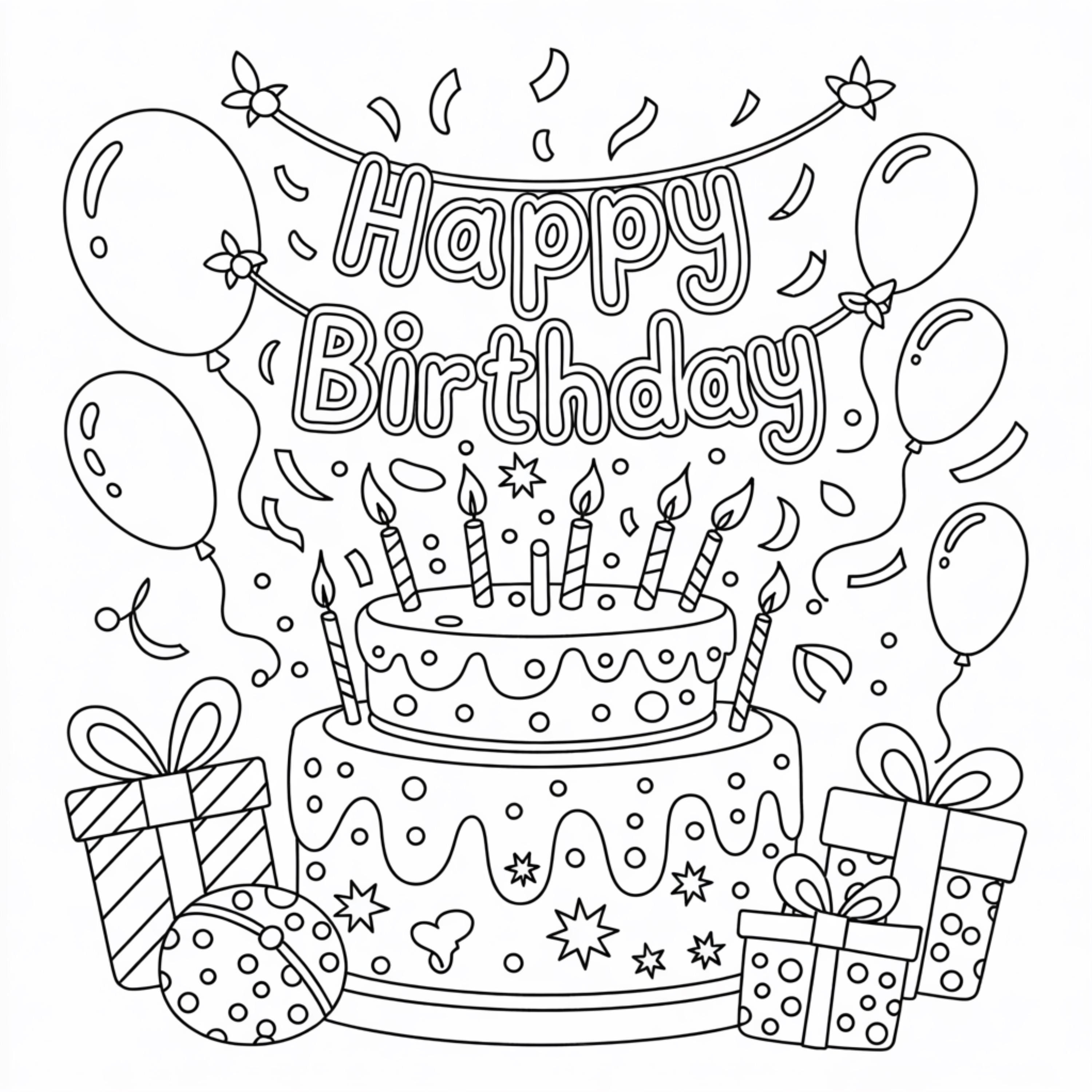Happy Birthday Coloring Pages for Kids [5PC] - Etsy
