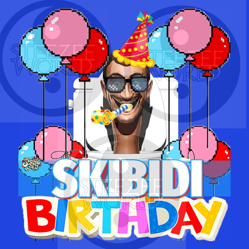Skibidi Toilet Birthday Party Digital Download Transparent PNG 2023 - Etsy