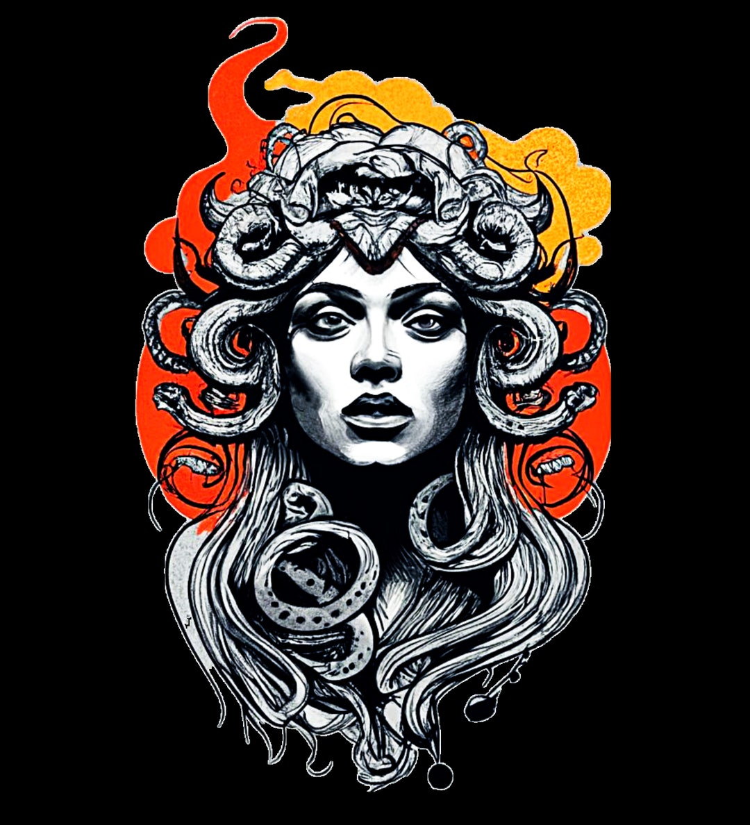 Medusa Head Art Design Digital Download PNG - Etsy