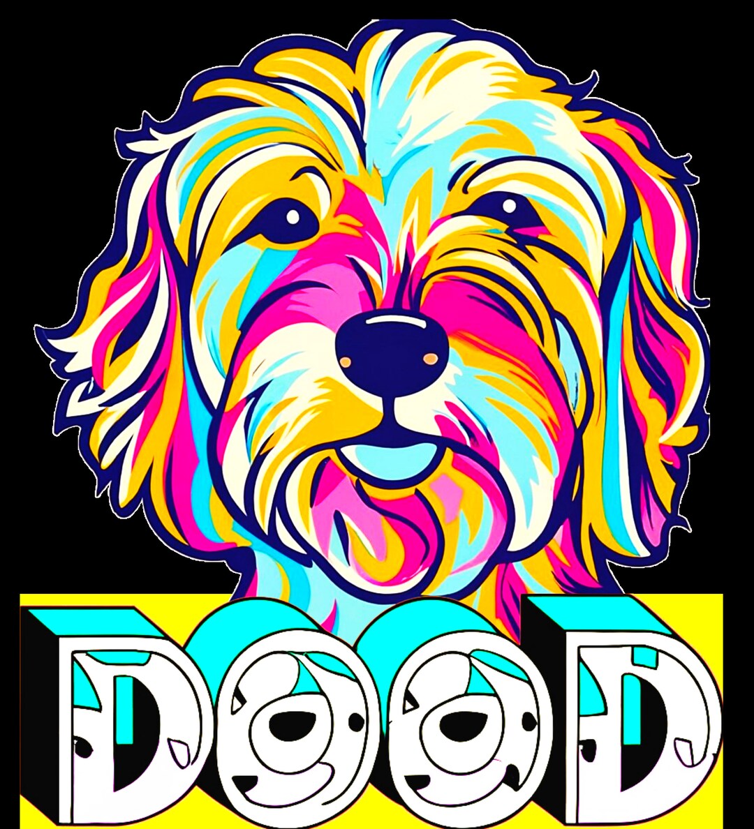 Colorful Goldendoodle Dood Dog Digital Download Art Design - Etsy