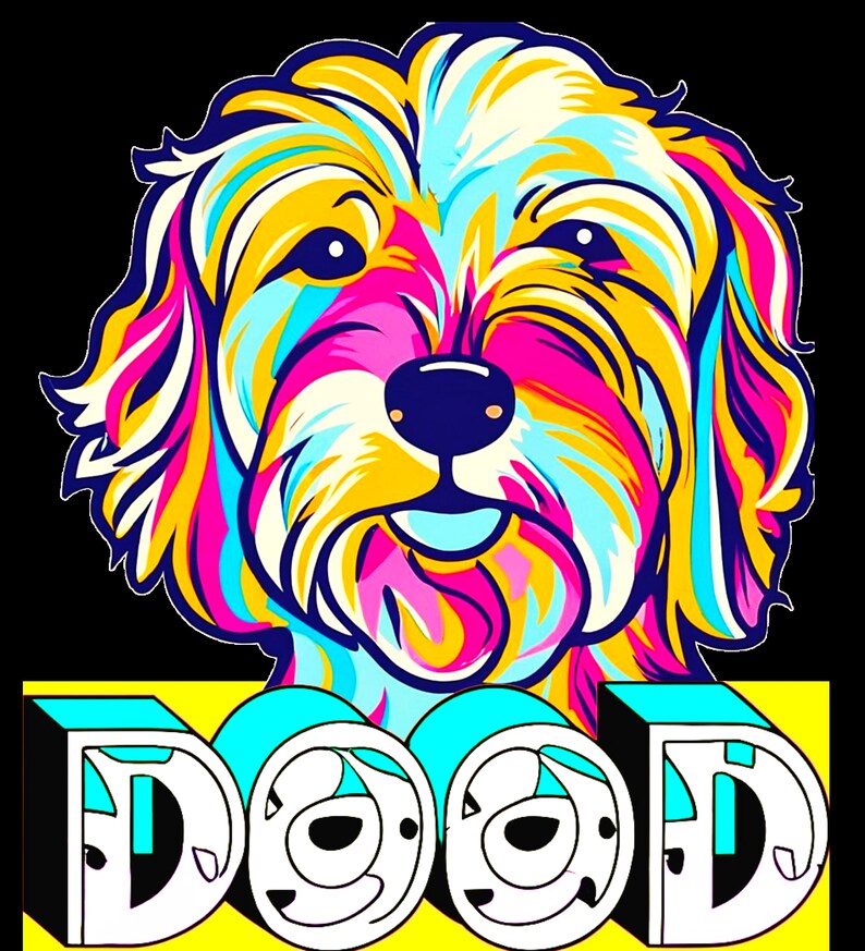Colorful Goldendoodle Dood Dog Digital Download Art Design - Etsy