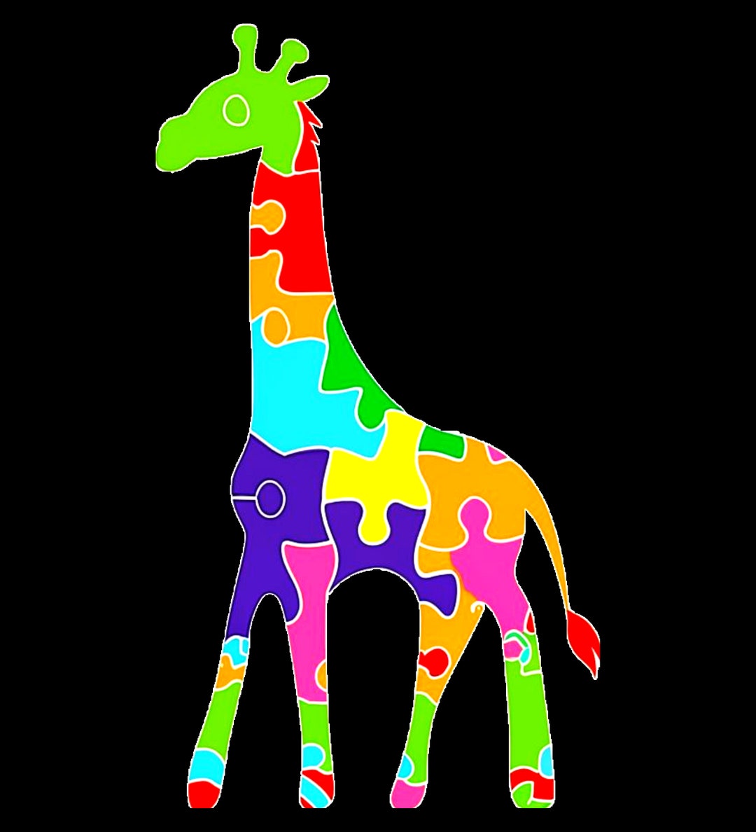 Colorful Giraffe Puzzle Art Design Digital Download PNG - Etsy
