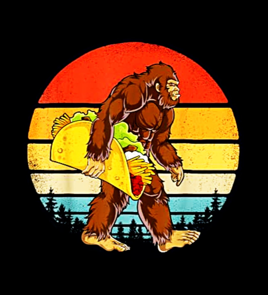 Sasquatch Taco Vintage Transparent PNG Download - Etsy