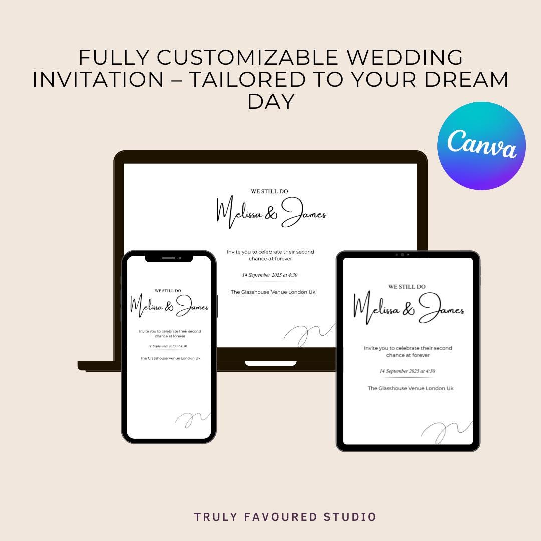 Second Marriage Wedding Invitation Template | Editable Canva Wedding ...