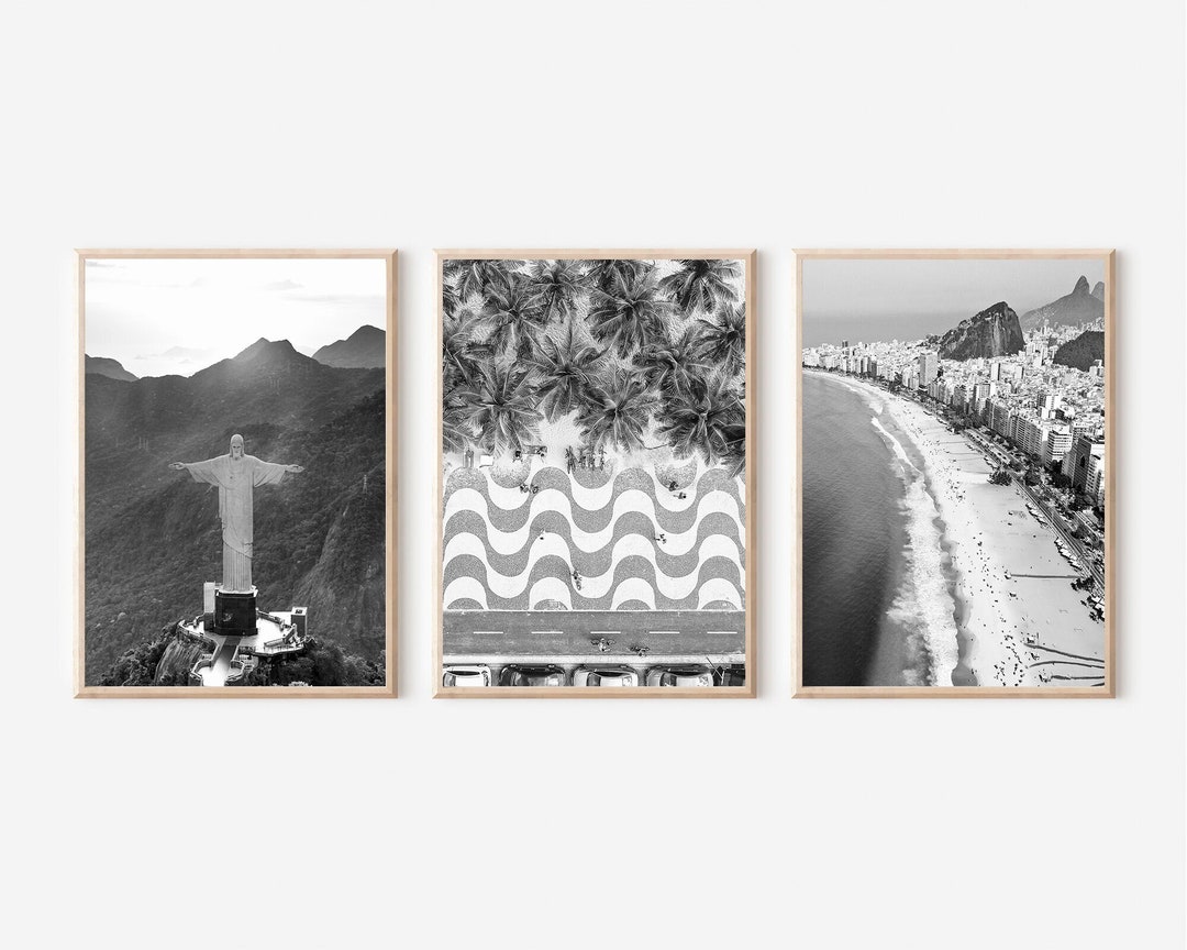 Rio De Janeiro Print Black and White, Brazil Set of 3 Prints ...