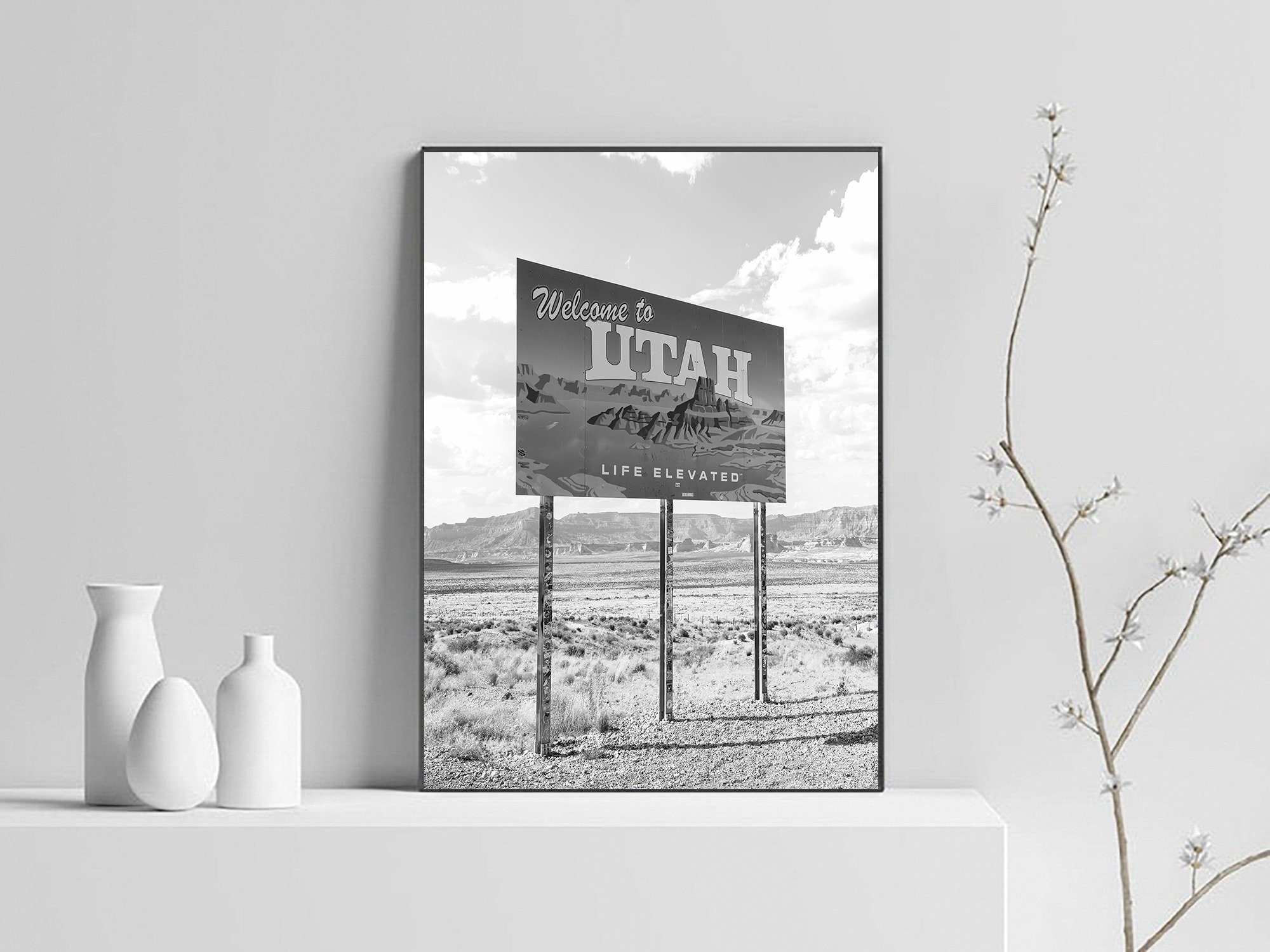 Utah Print Black and White, Utah Wall Art, Utah Mountains Poster ...