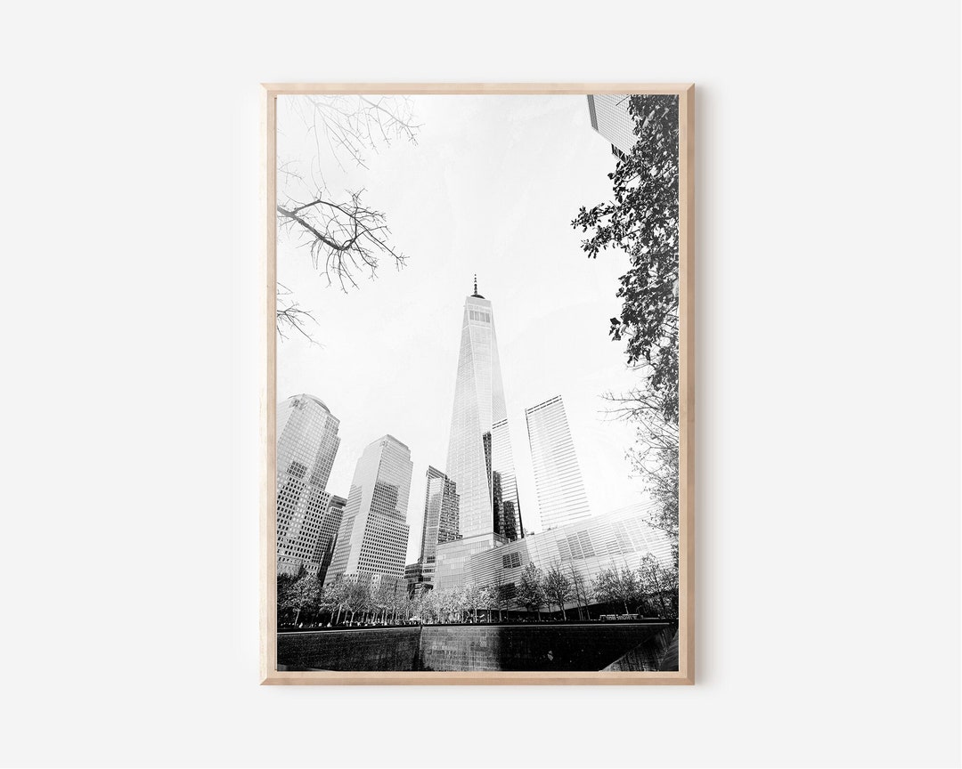 One World Trade Center Print: NYC Black and White Travel Poster ...