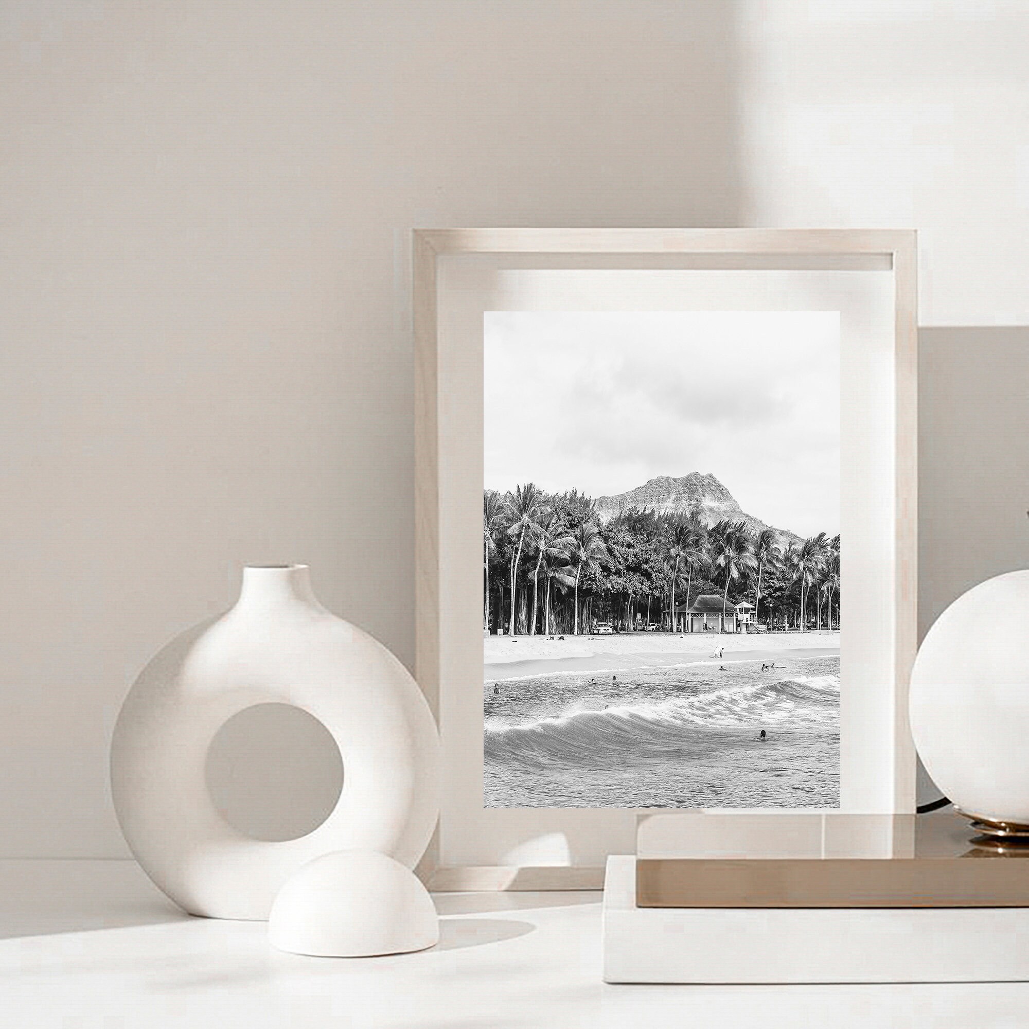 Hawaii Print Black and White, Oahu Wall Art, Oahu Print Black and White ...