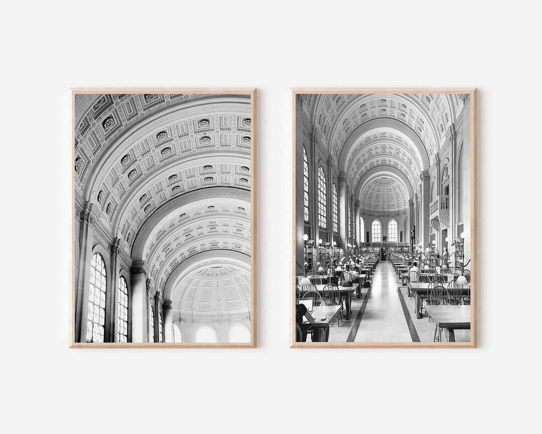 Boston City Print Set of 2, Boston Print Black and White, Boston Wall ...