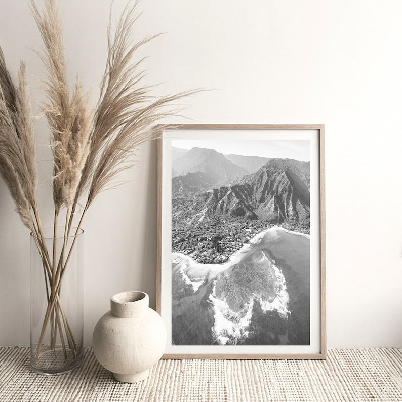 Hawaii Print Black and White Kauai Print Black and White Art - Etsy