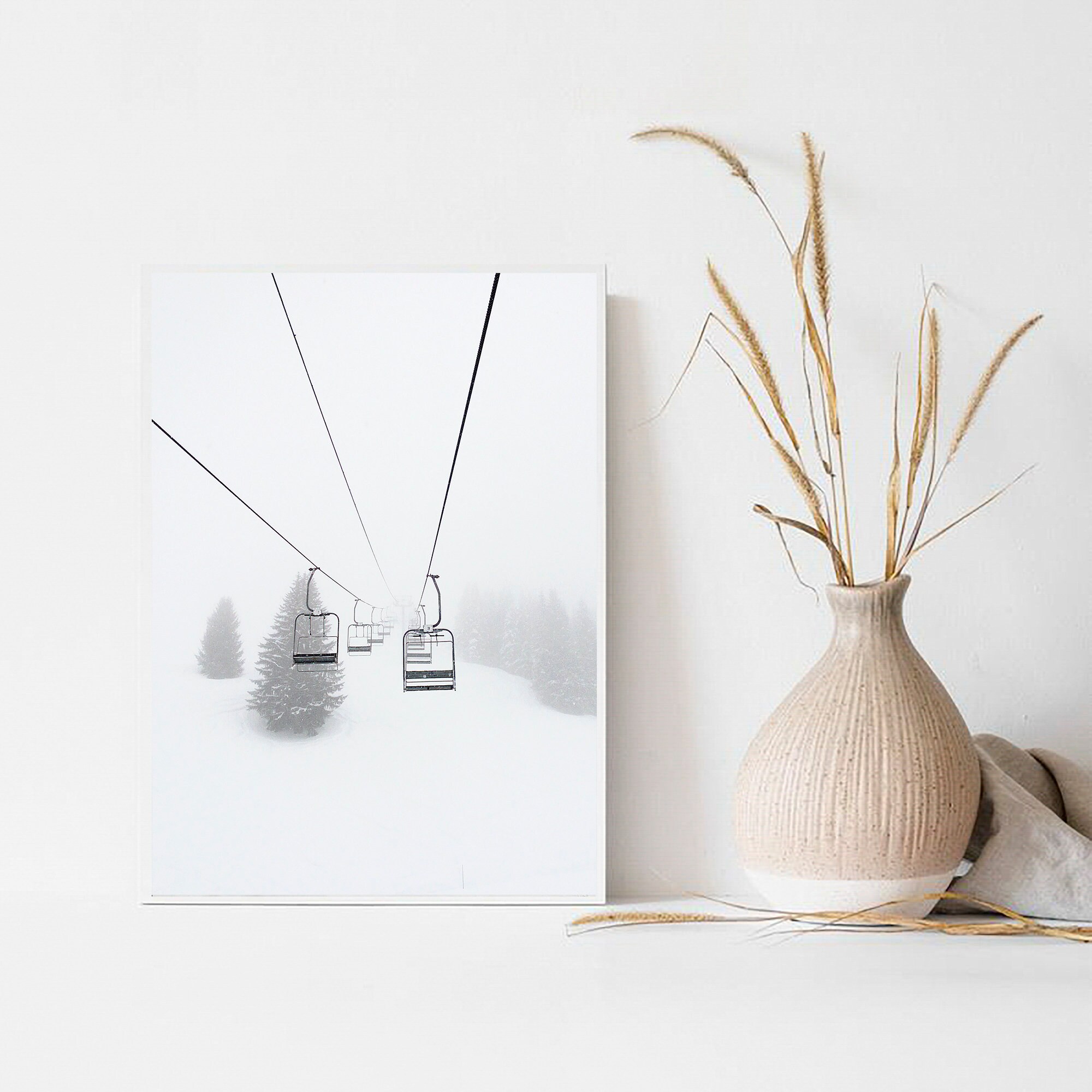 Ski Lift Print, Winter Print, Black and White Prints, Ski Poster ...