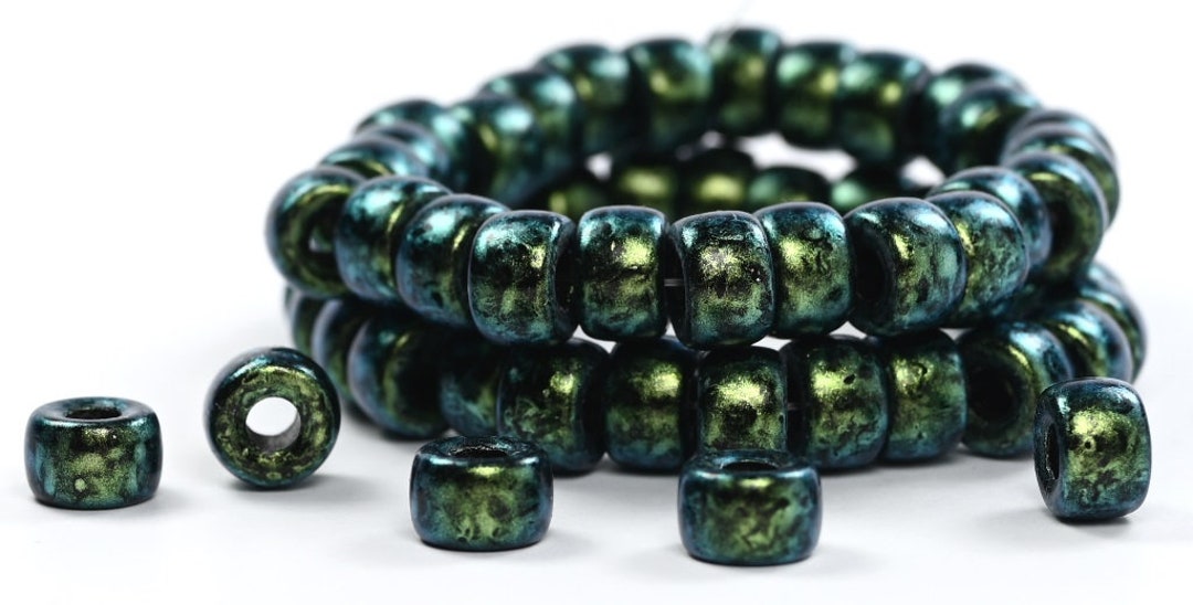 Round Pony Bagel Pressed Glass Beads With Big Hole 9 Mm, Czech Glass - Etsy