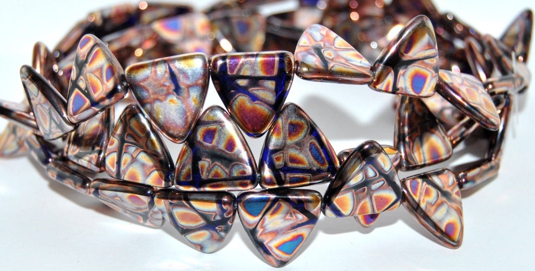 Flat Triangle Pressed Glass Beads, 17 Mm, Czech Crystal Glass Beads - Etsy