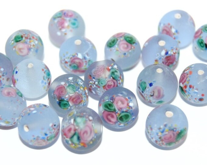 Czech Glass Hand Made Round Lampwork Beads With Flower, 10 Mm - Etsy