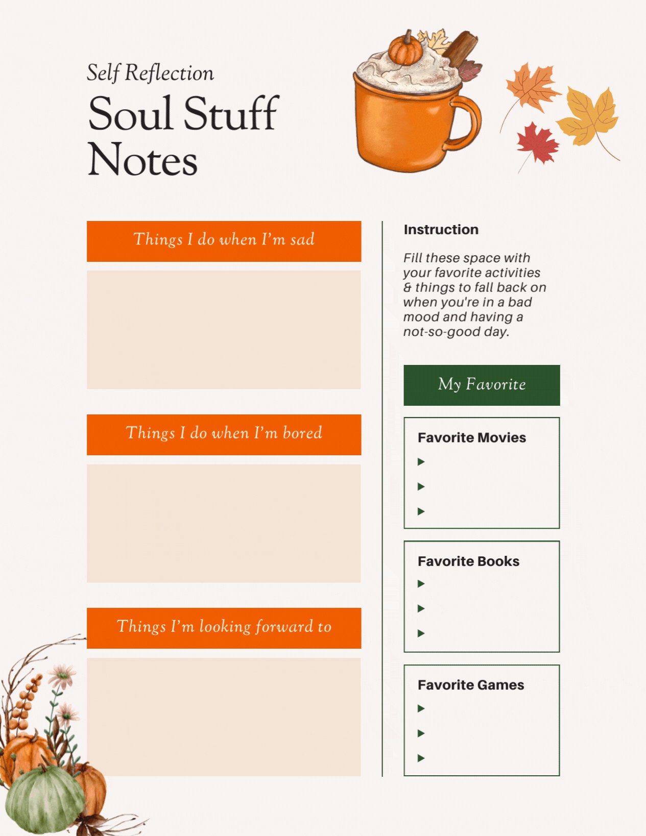 Fall Self Care Planner Digital DOWNLOAD - Etsy