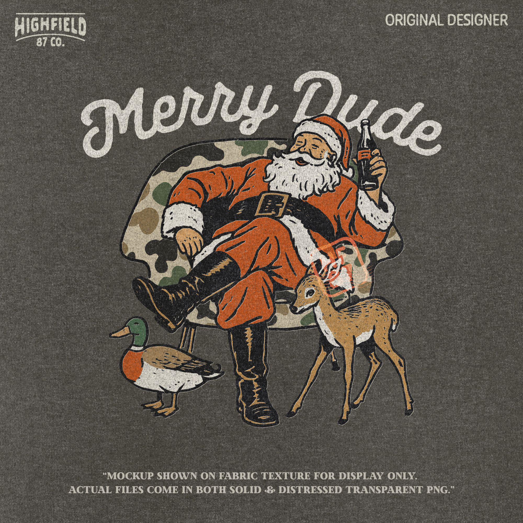 Merry Dude Santa PNG | Funny Christmas Hunting Clipart, Camo Santa With ...