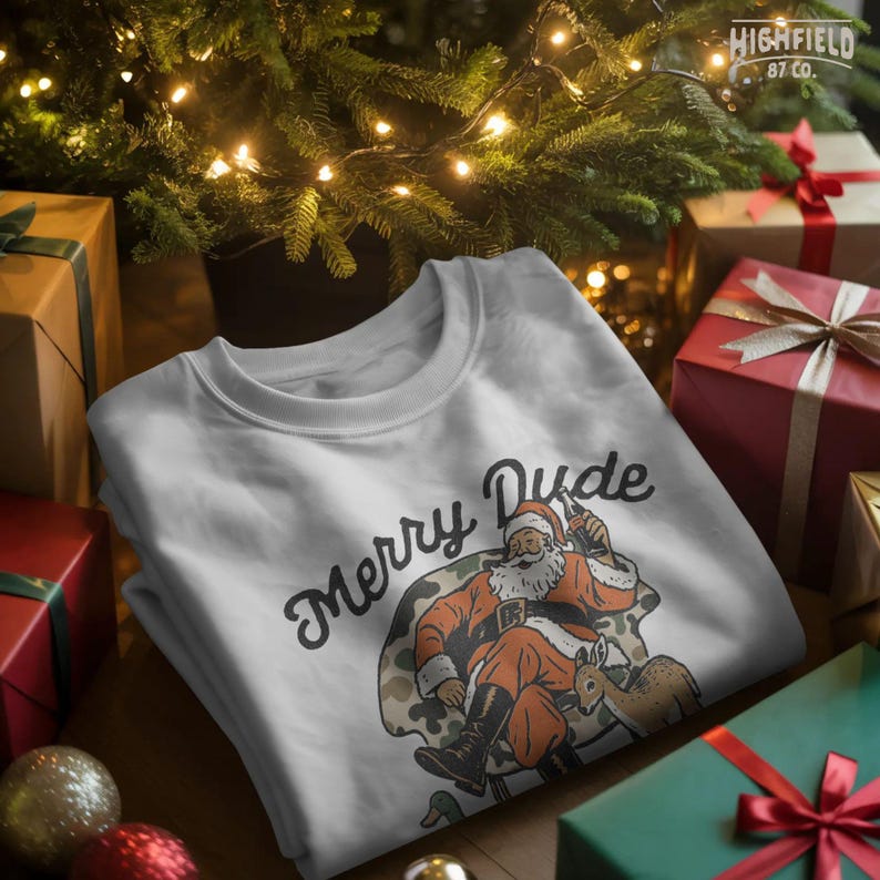 Merry Dude Santa PNG | Funny Christmas Hunting Clipart, Camo Santa With ...