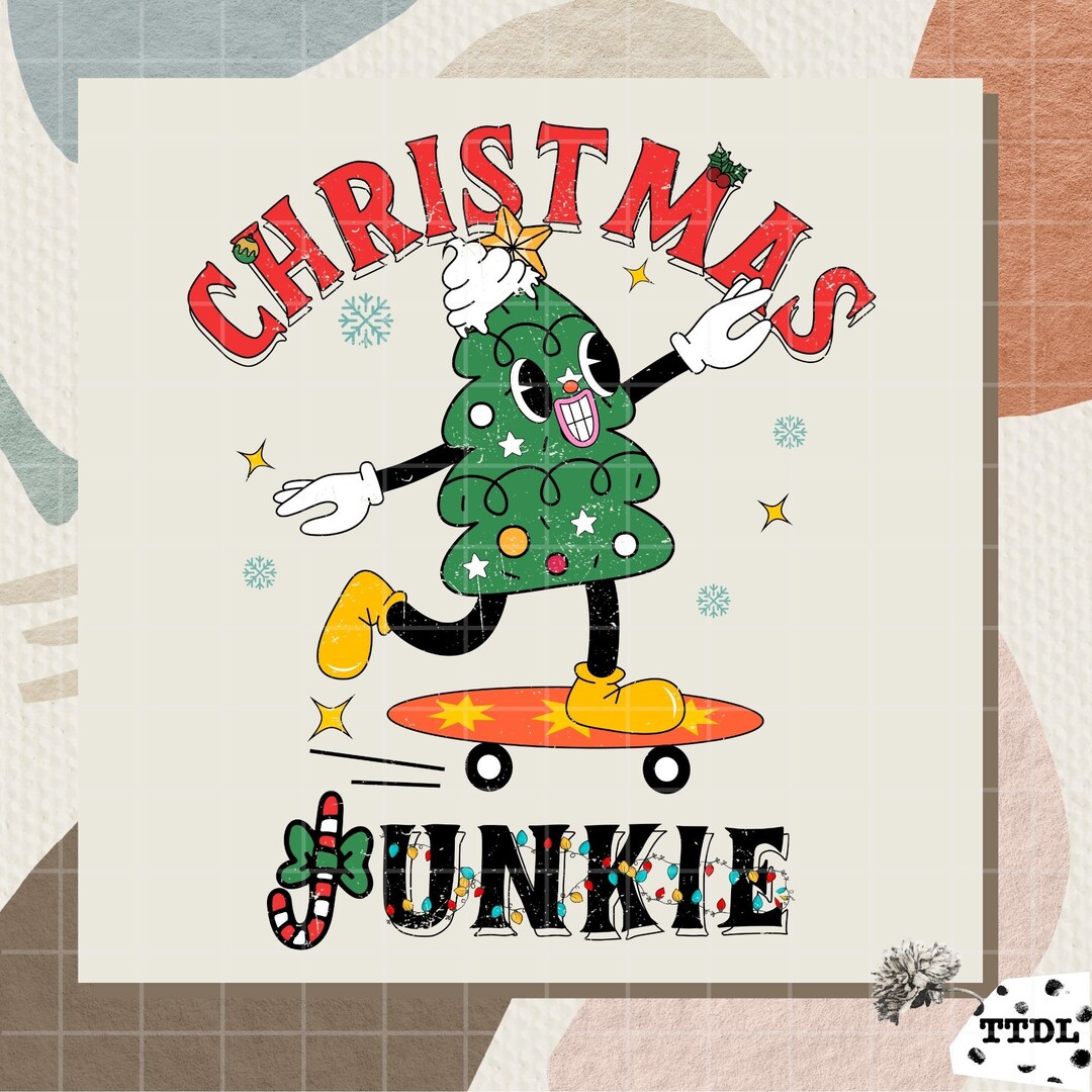 Christmas Junkie Retro Christmas Png Christmas Png - Etsy