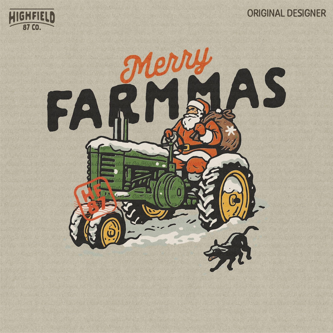 Merry Farmmas PNG | Santa Tractor, Dog, Country Christmas (digital ...