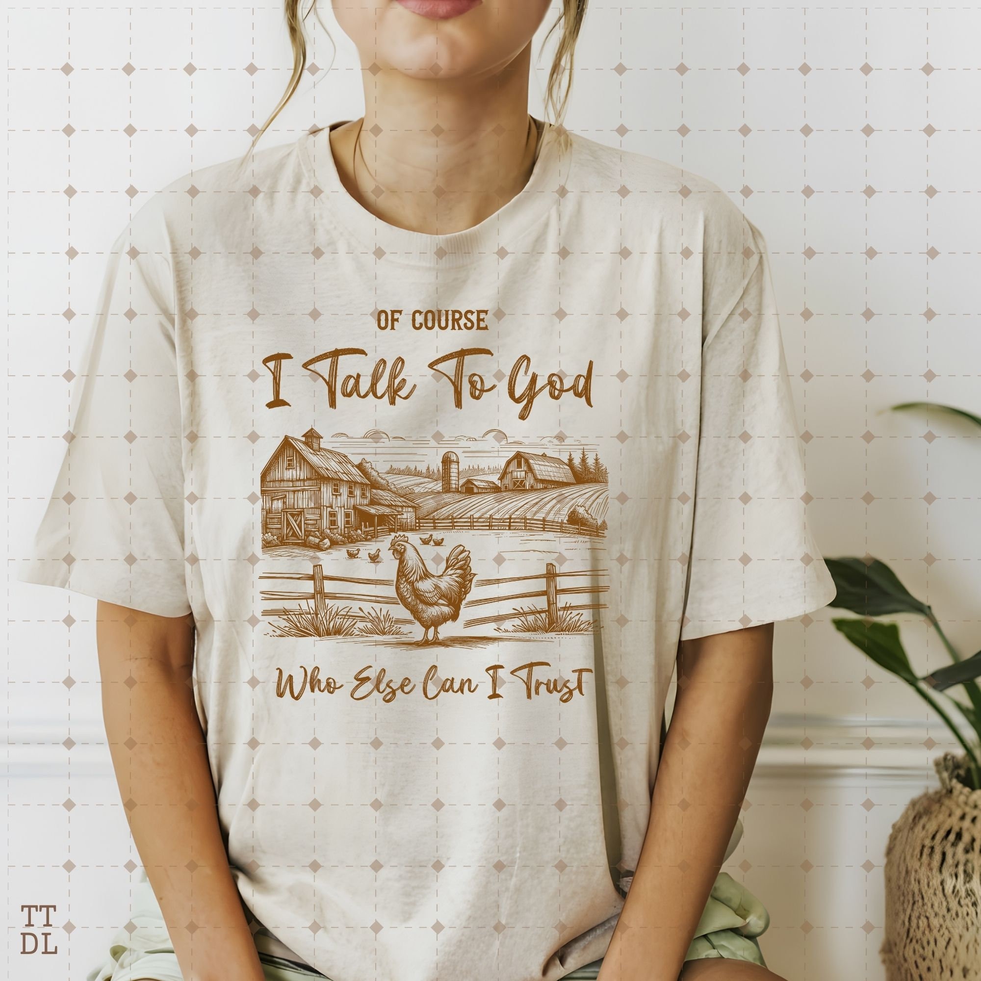 Christian Farmhouse PNG I Talk to God Trust Quote With Chicken & Barn ...