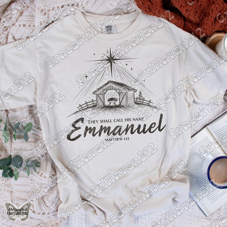 Emmanuel Nativity Scene PNG, Christian Christmas Sublimation (digital ...