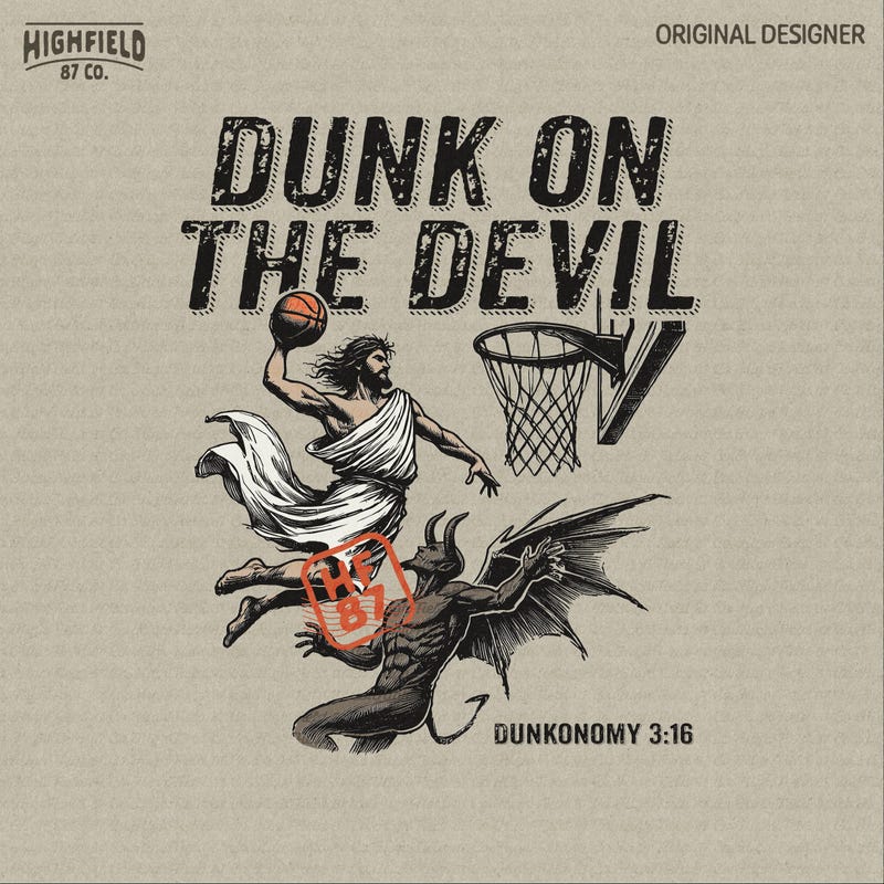Jesus Dunking on Devil - Etsy